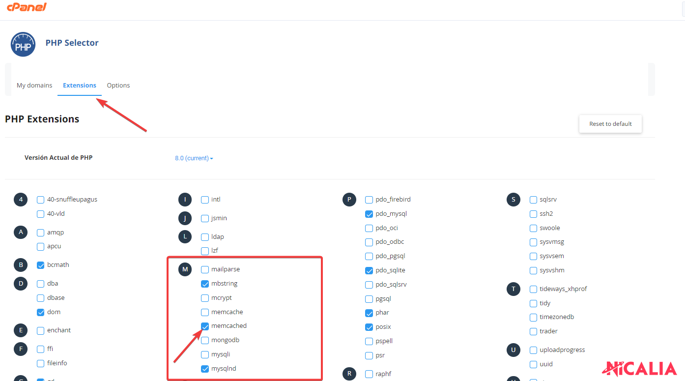 Habilitar extensión Memcached - Nicapedia
